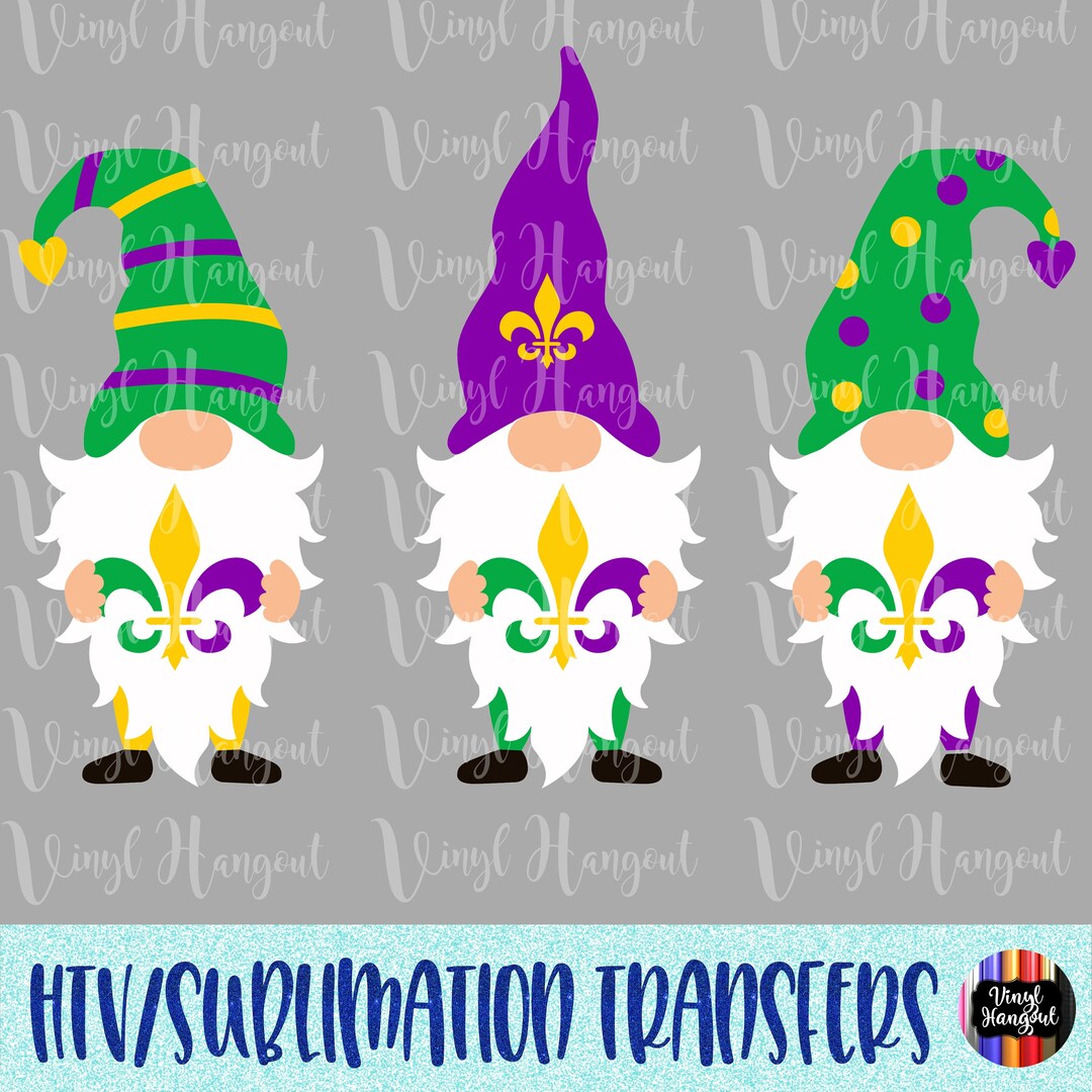 Mardi Gras Gnomes Transfer, Ready to Press, Heat Transfer Vinyl ...
