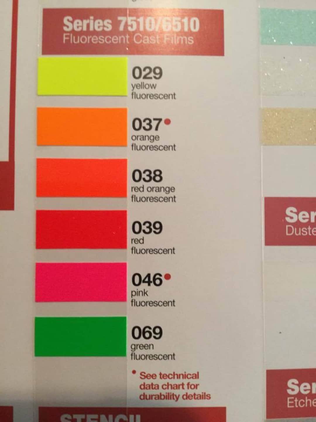 Fluorescent Oracal 6510, 12x12 Sheets, Outdoor Vinyl, Adhesive Vinyl ...