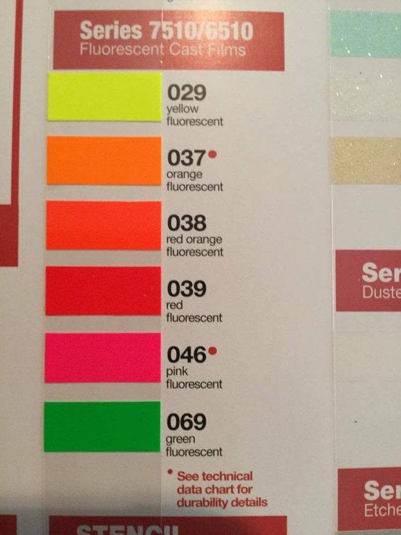 Fluorescent Oracal 6510 12x12 Sheets Outdoor Vinyl Adhesive - Etsy