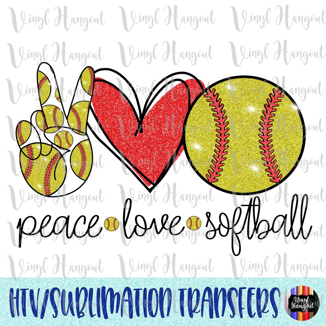 Peace Love Softball Heat Transfer, Ready to Press, Heat Transfer Vinyl ...