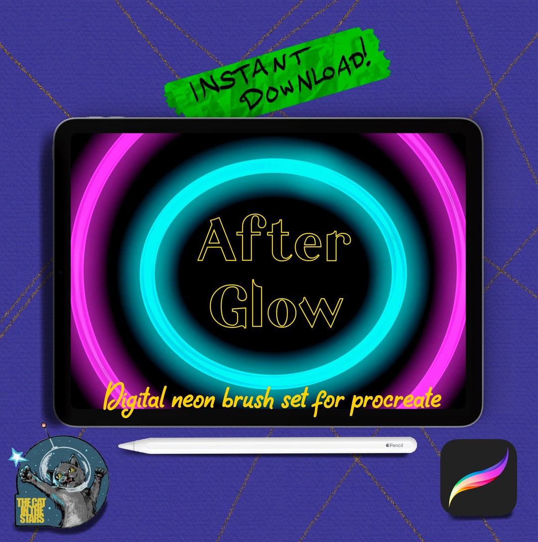 Neon 3D Effect Brushes for Procreate! Digital Download Scrapbook Design ...