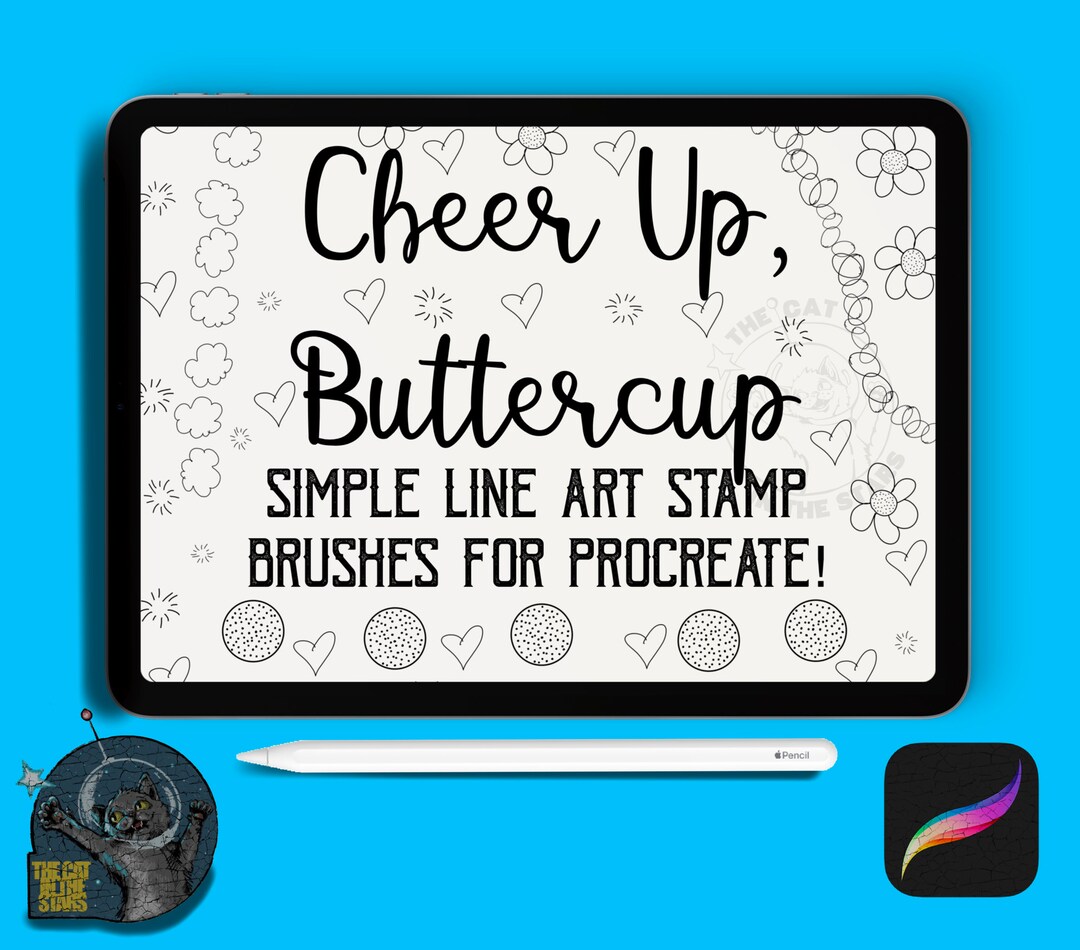 Simple Doodle Line Art Stamp Brush Set for Procreate on iPad Commercial ...
