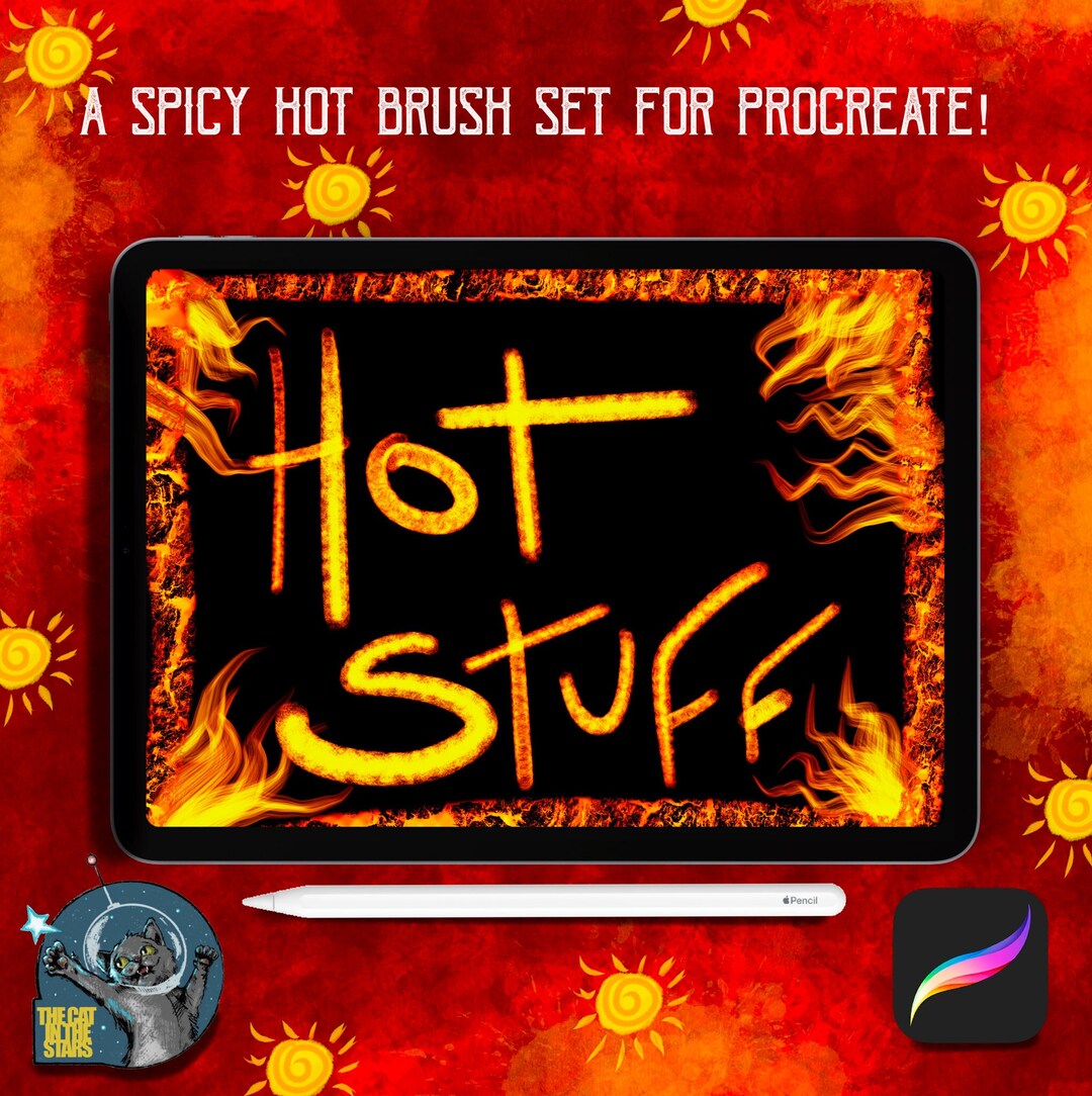 Hot Stuff Flaming Digital Brush Set for Procreate on iPad Glowing ...