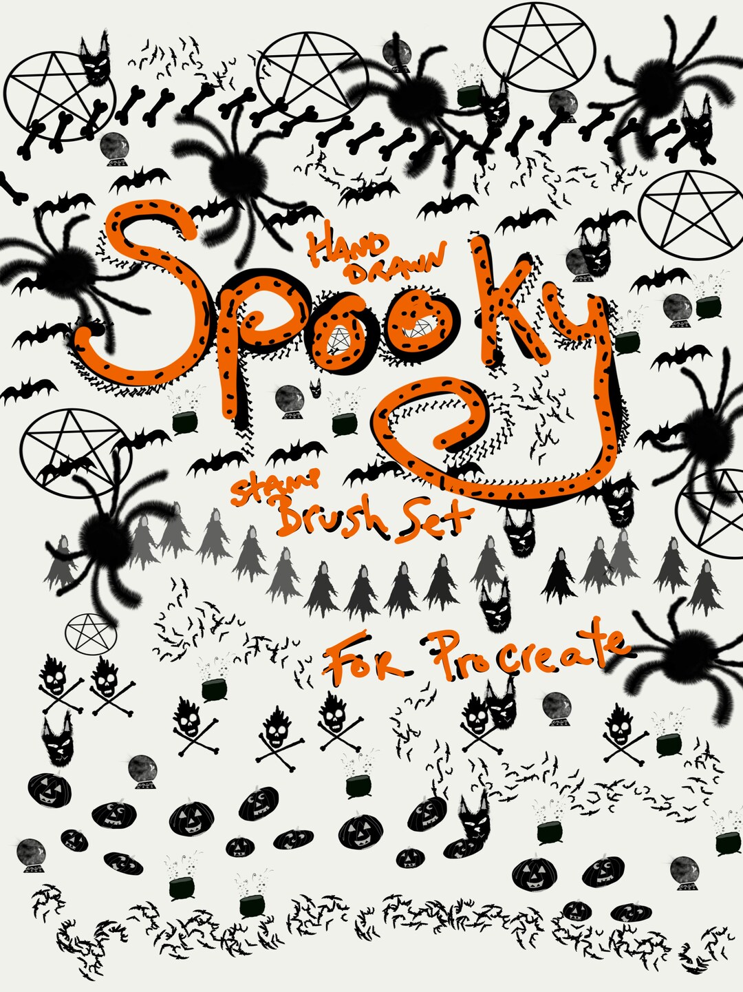 Halloween Stamps and Brushes for Procreate Digital Download Doodles ...