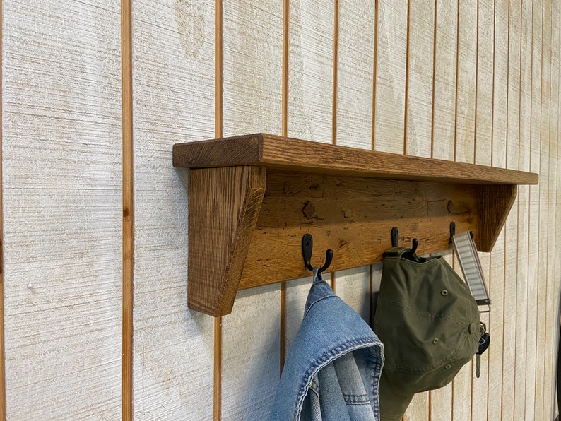 Reclaimed Barnwood Coat Rack With Shelf and Key Hook Entryway - Etsy