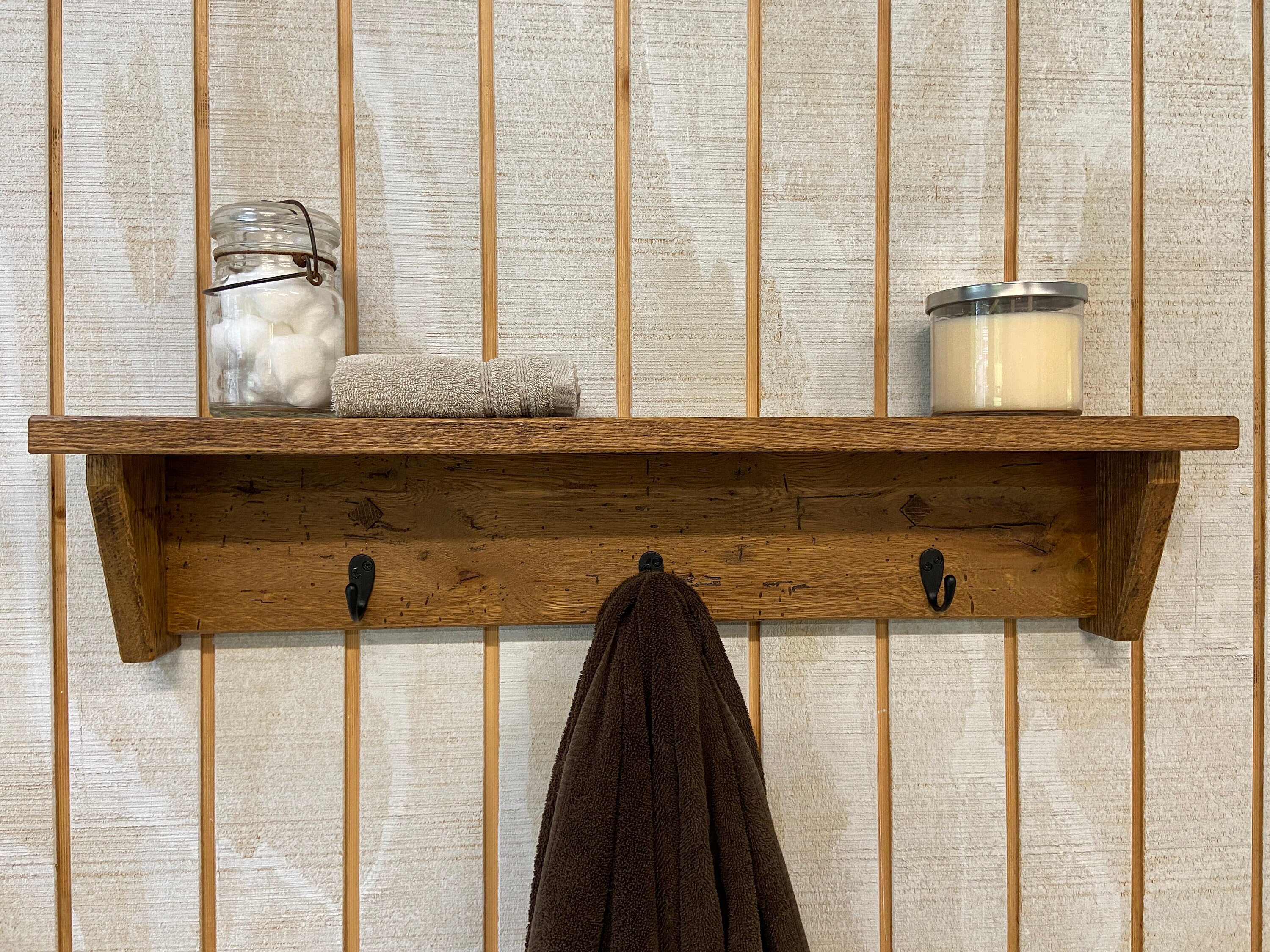 Reclaimed Barnwood Coat Rack With Shelf and Key Hook Entryway - Etsy