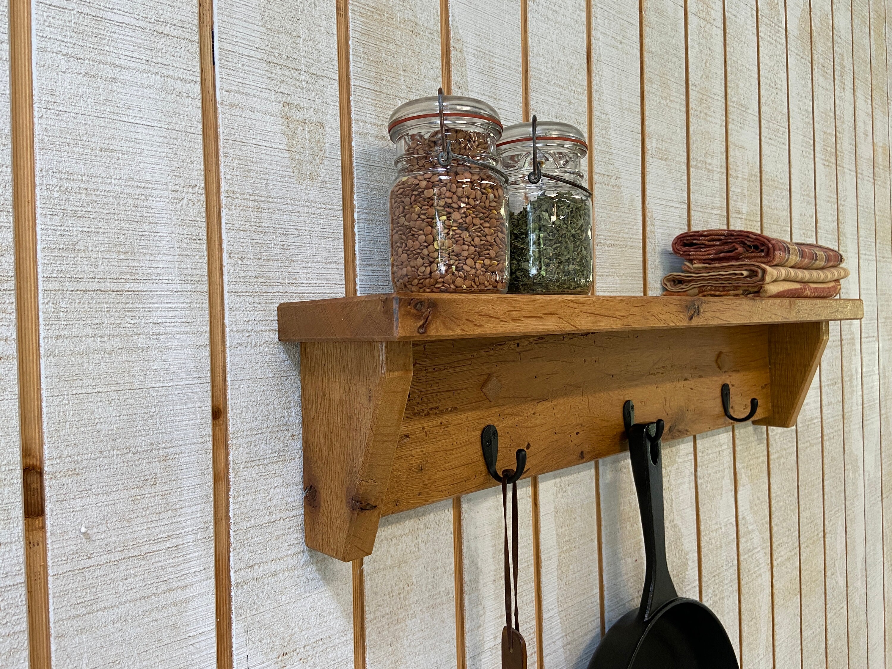 Reclaimed Barnwood Coat Rack With Shelf and Key Hook Entryway - Etsy