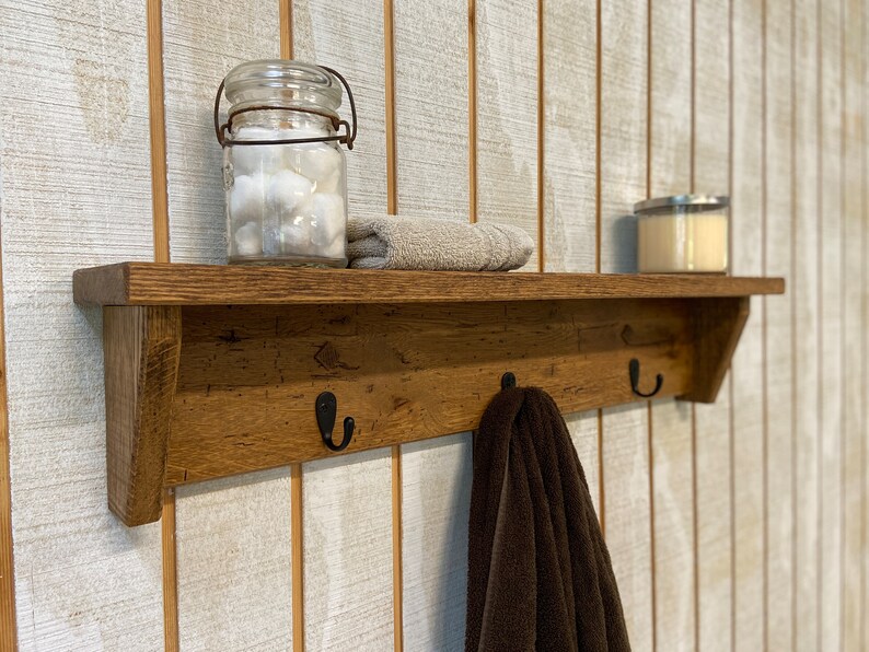Reclaimed Barnwood Coat Rack With Shelf and Key Hook Entryway - Etsy