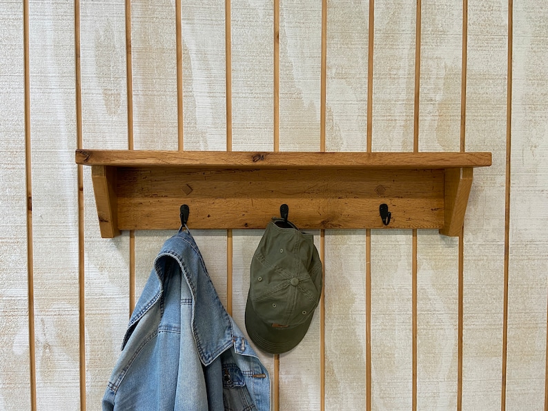 Reclaimed Barnwood Coat Rack With Shelf and Key Hook Entryway - Etsy