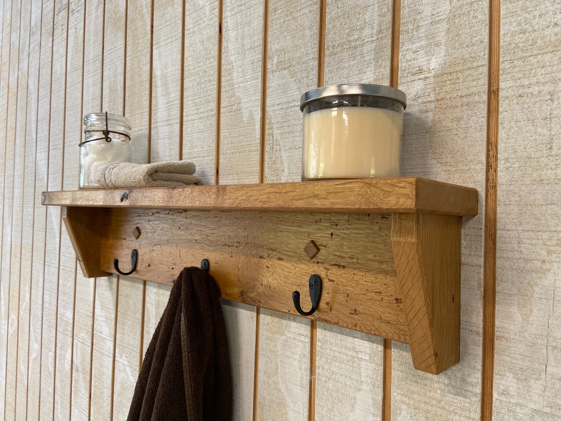 Reclaimed Barnwood Coat Rack With Shelf and Key Hook Entryway - Etsy