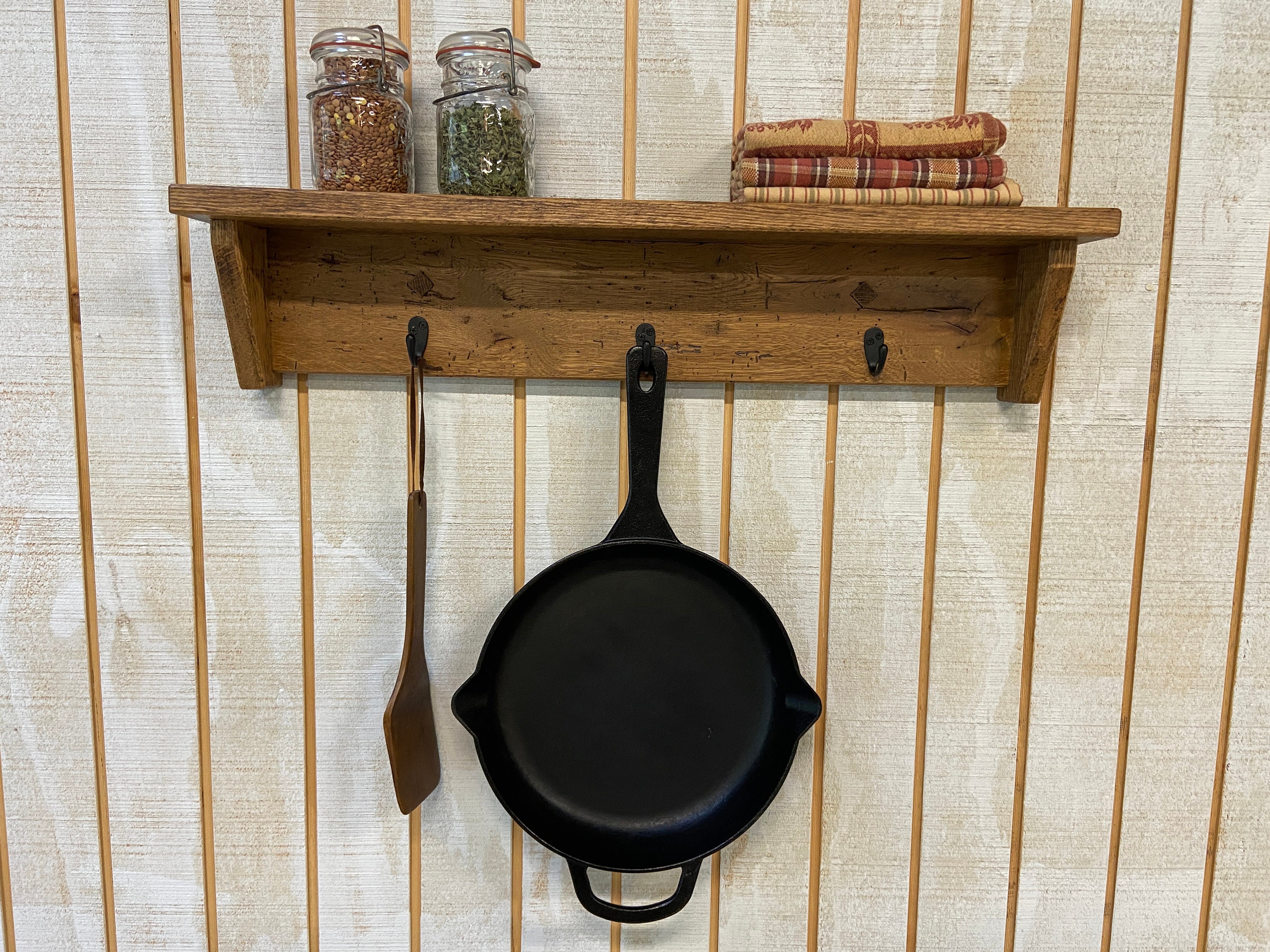 Reclaimed Barnwood Coat Rack With Shelf and Key Hook Entryway - Etsy