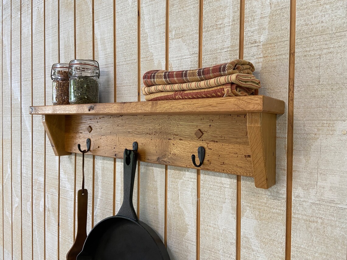 Reclaimed Barnwood Coat Rack With Shelf and Key Hook Entryway - Etsy