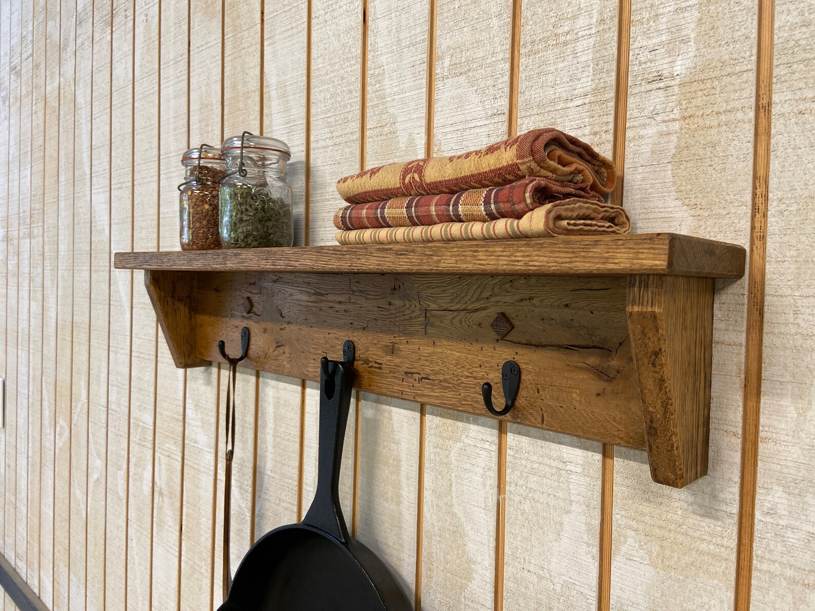 Reclaimed Barnwood Coat Rack With Shelf and Key Hook Entryway - Etsy