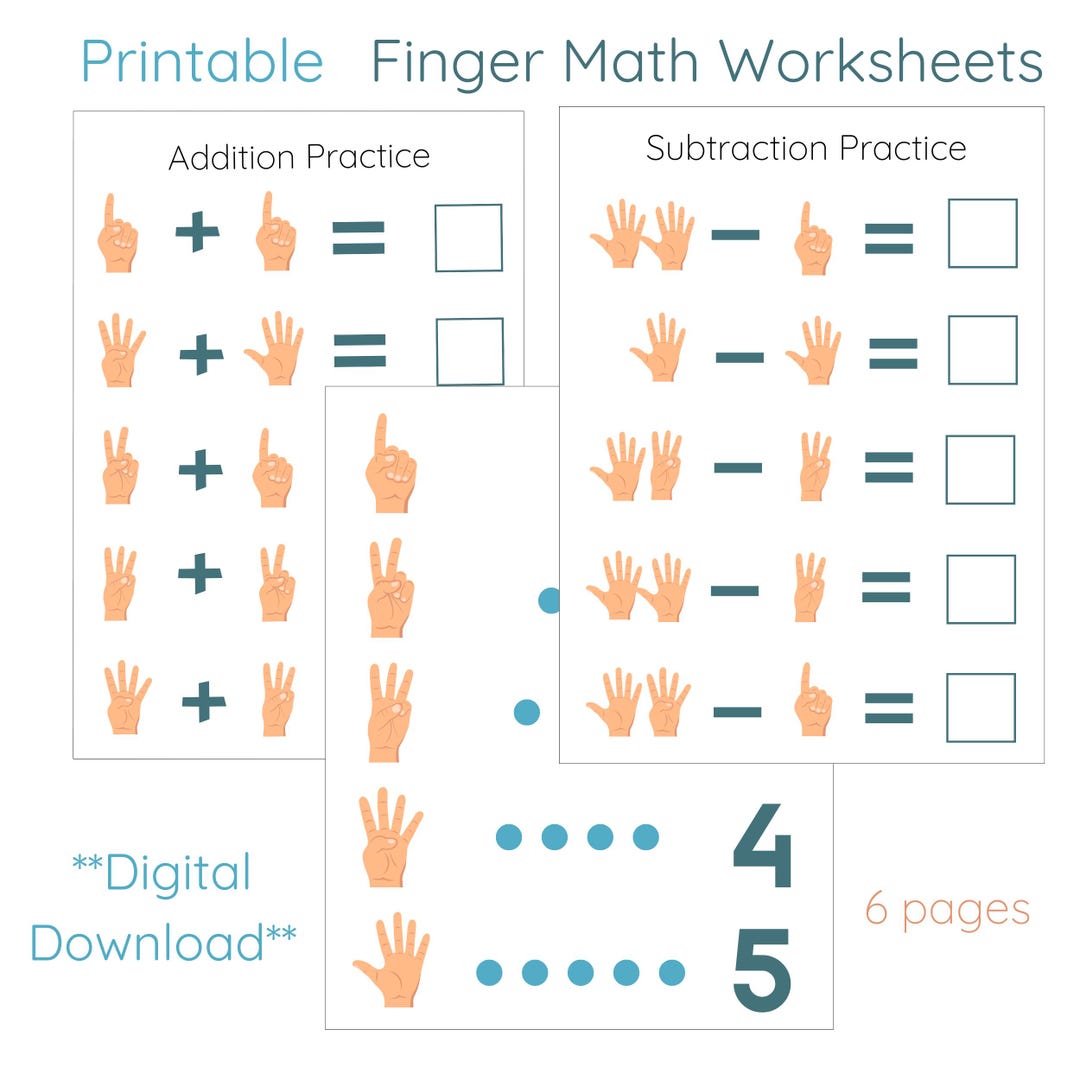 Finger Math Worksheets for Addition and Subtraction - Fun Preschool ...