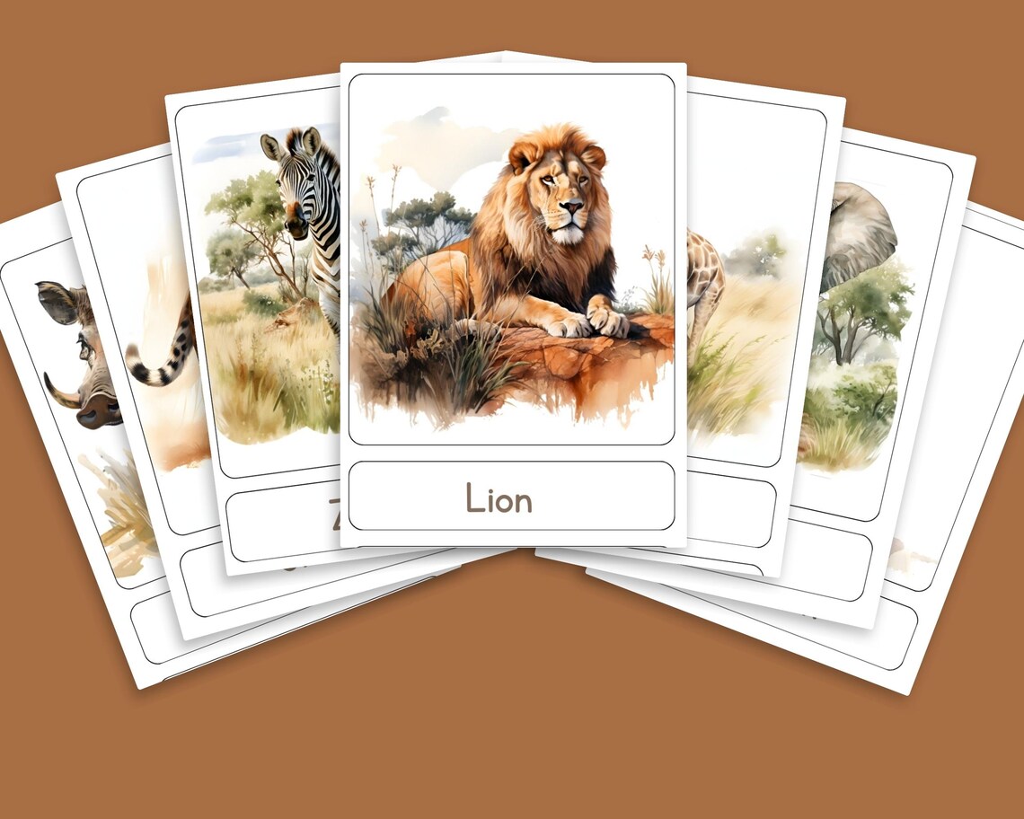 African Animal Flashcards, Savannah Habitats Educational Tool (digital ...