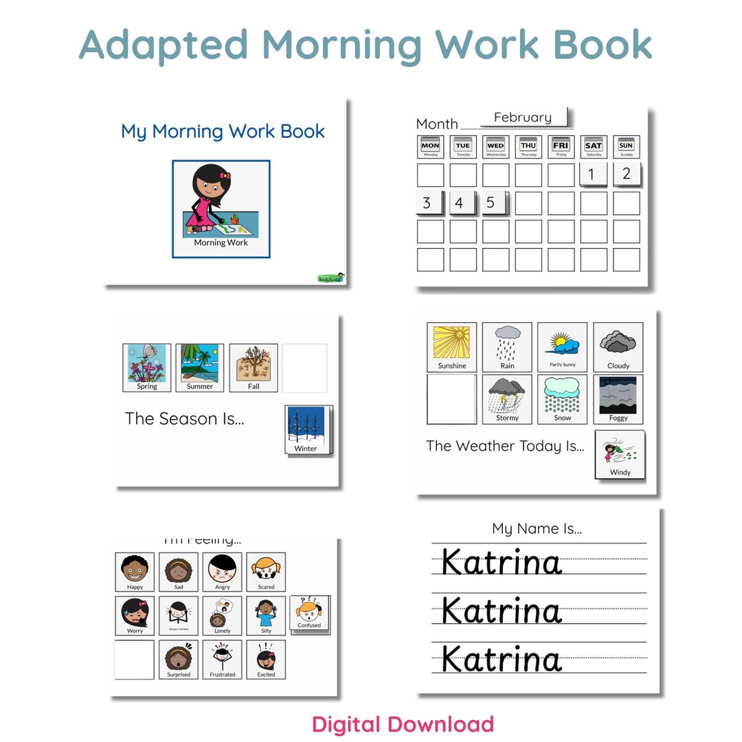 Autism Adapted Morning Work Binder | Calendar, Weather, Feelings ...