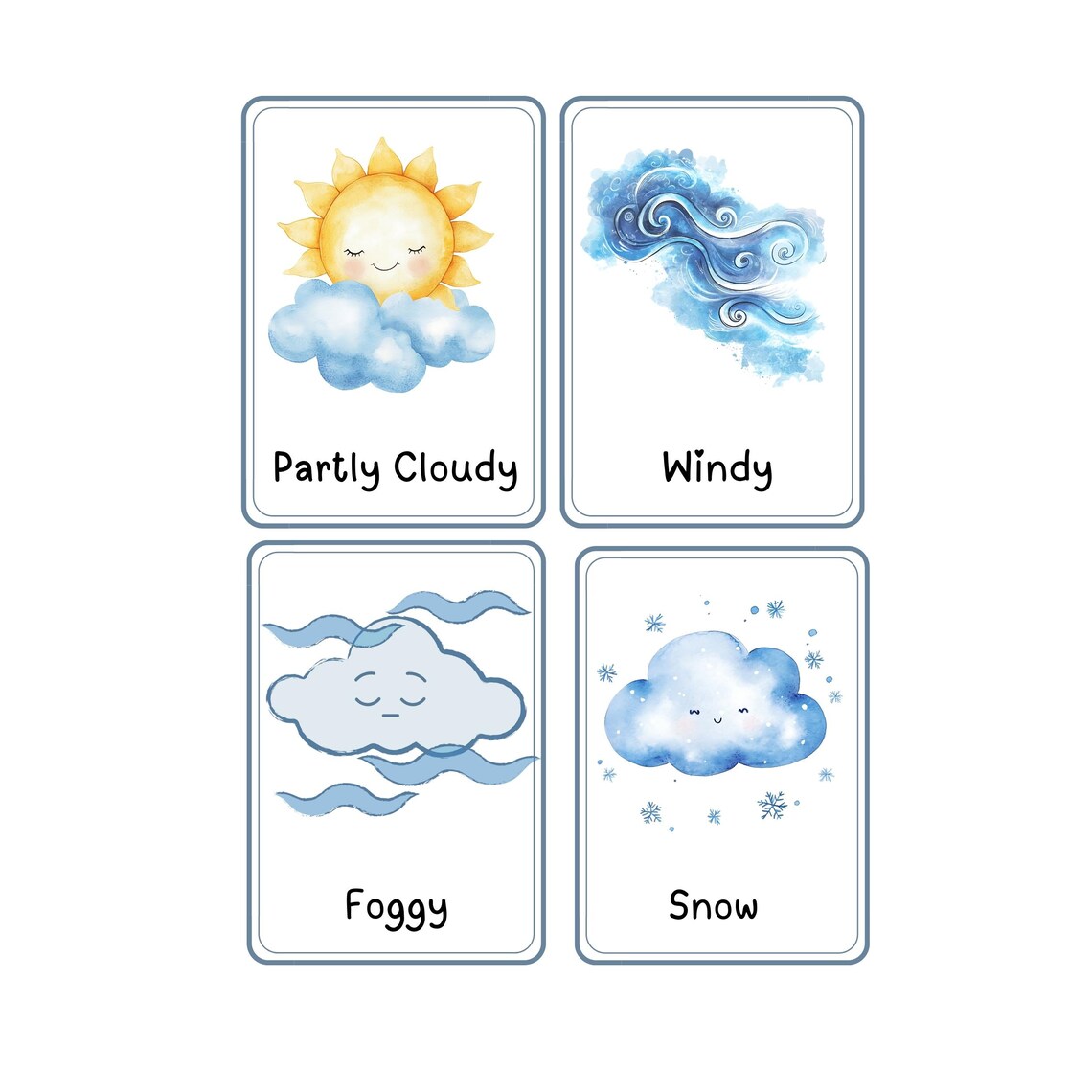 Weather Flashcards: Homeschool & Classroom Learning (digital Download ...