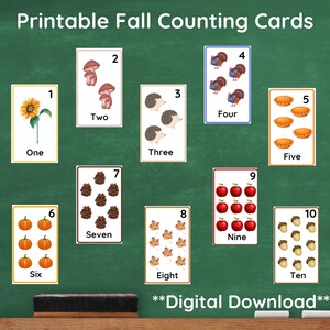 Printable Fall Counting Cards, Printable Flashcards, Early Numeracy ...