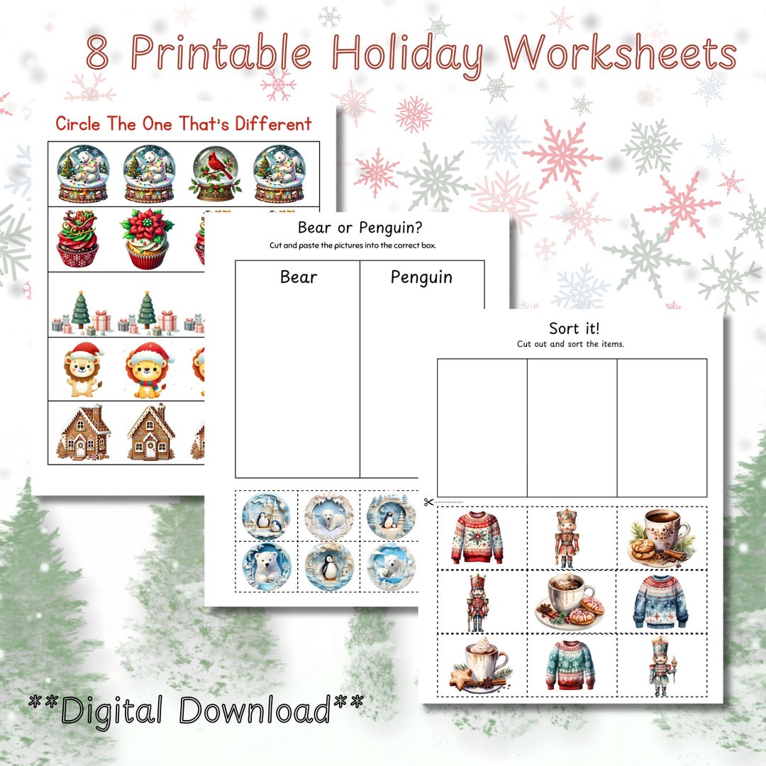 Printable Holiday Worksheets for Preschool Fun Learning Activities ...