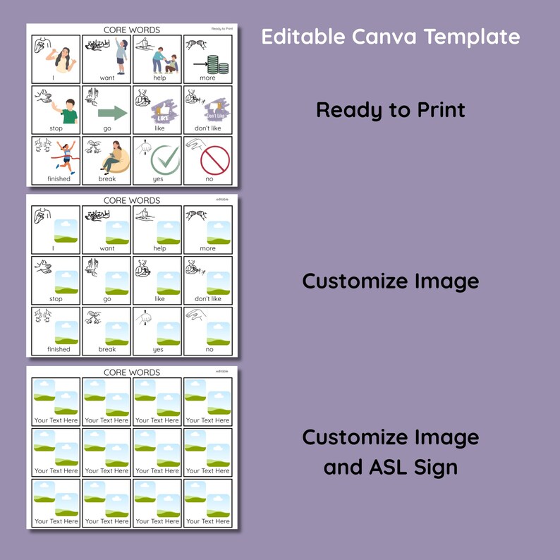 ASL AAC Communication Board Editable | Core Words & Feelings ...