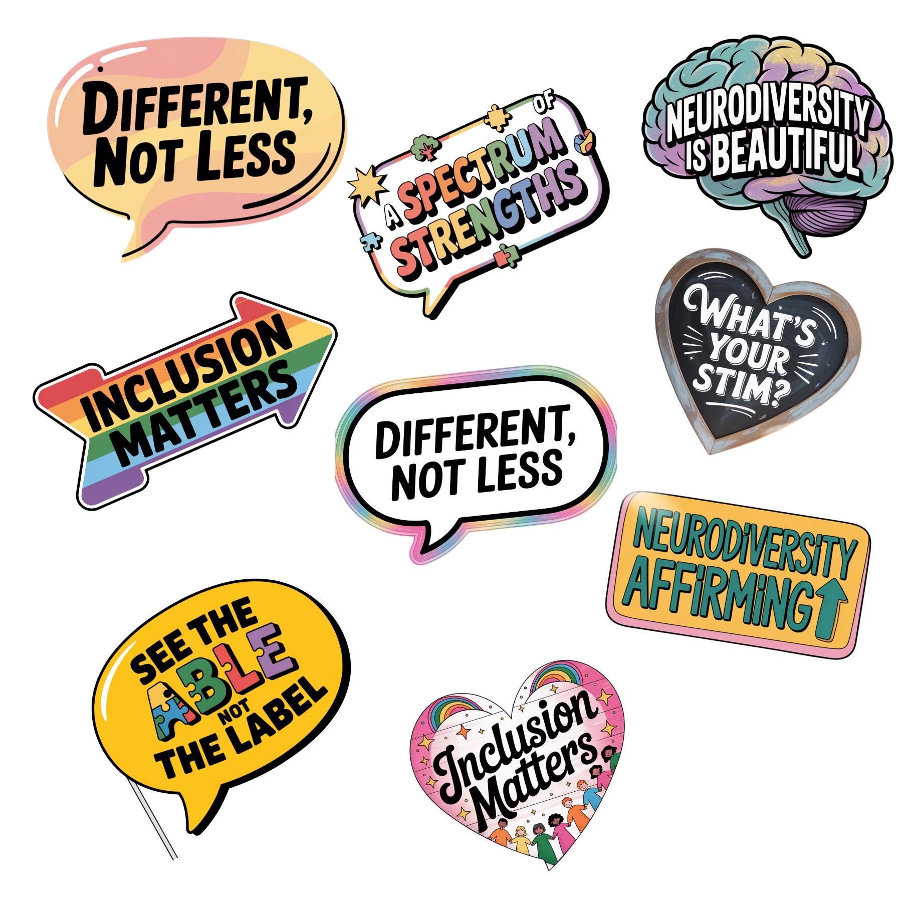 Autism Acceptance Photo Booth Props | Neurodiversity Celebration ...