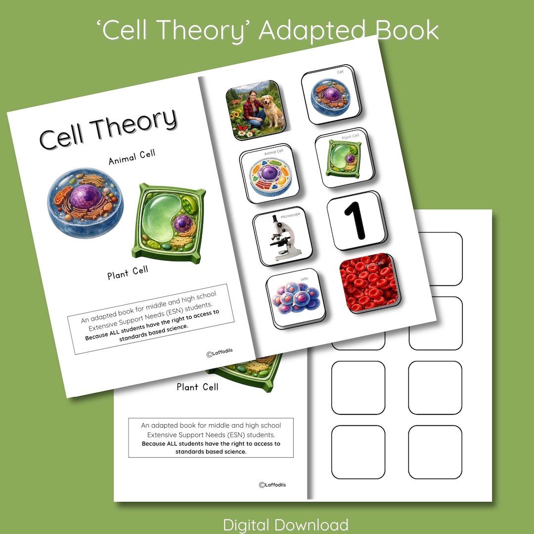 Cell Theory Adapted Book for Middle & High School Extensive Support ...