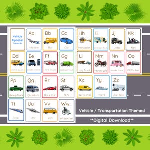 Alphabet Flashcards - Printable Vehicles and Transportation ABC ...