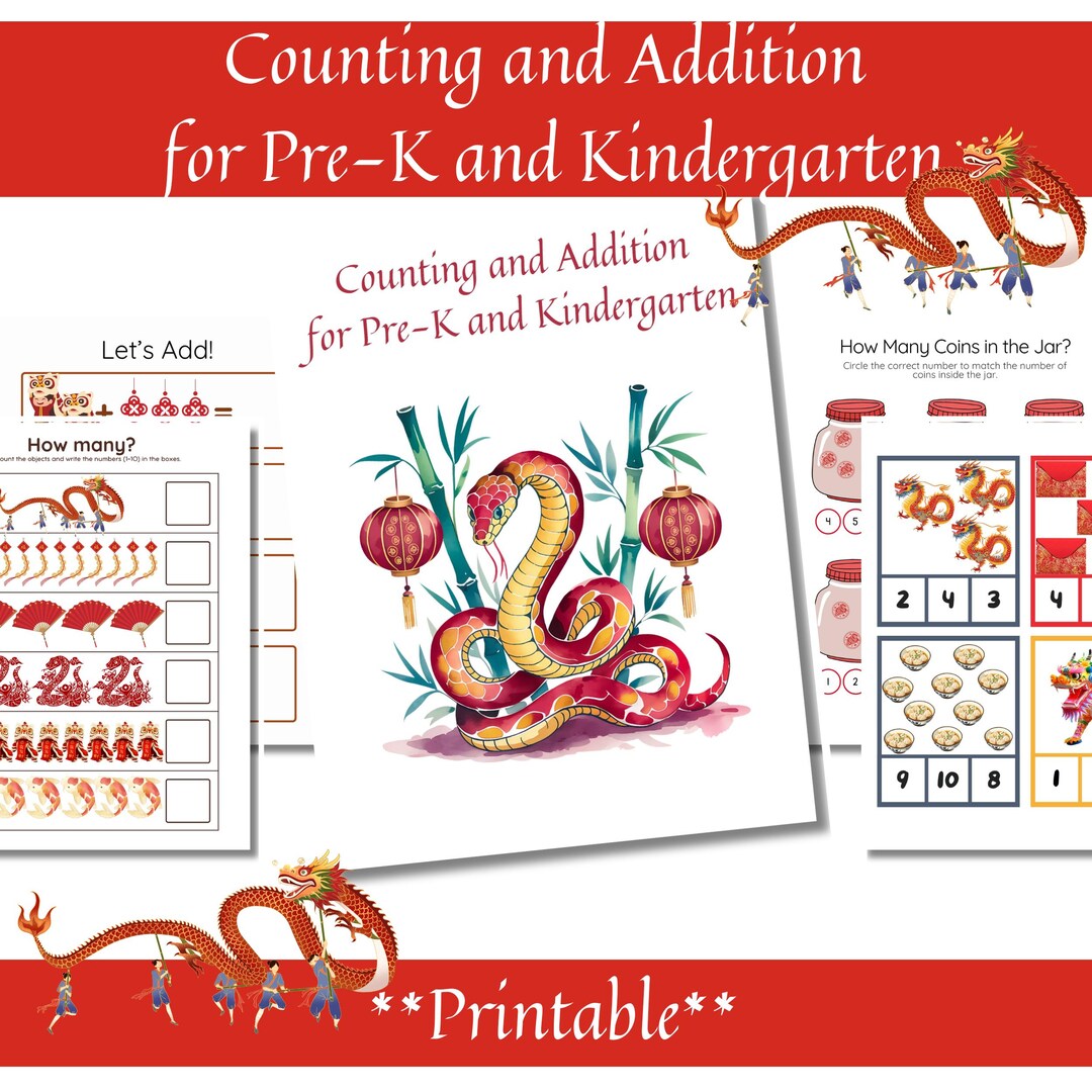 Counting and Addition for Preschool - Lunar New Year Math Activities ...