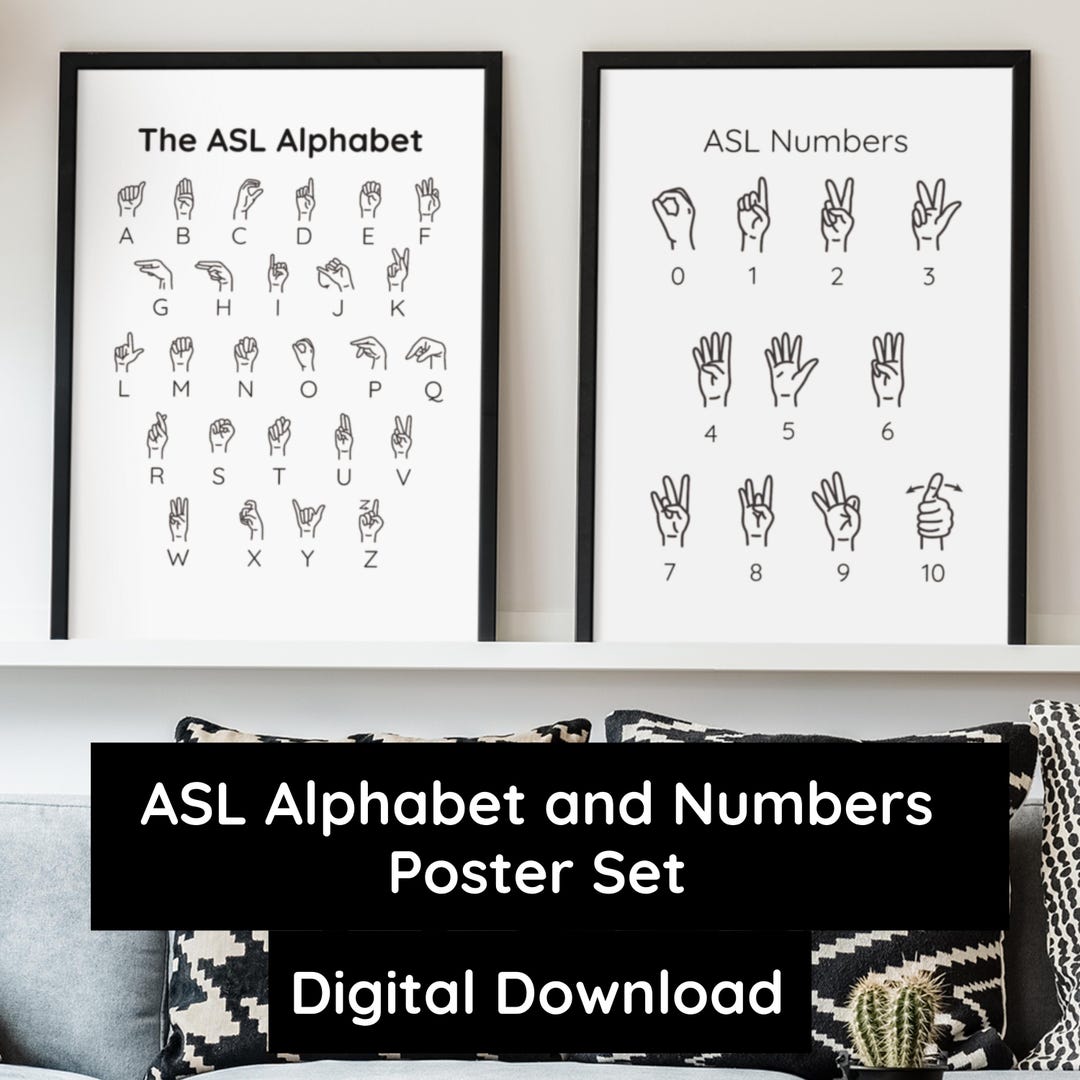 ASL Alphabet and Numbers Poster Set | American Sign Language Classroom ...