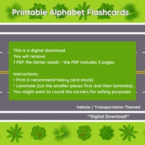Alphabet Flashcards - Printable Vehicles and Transportation ABC ...