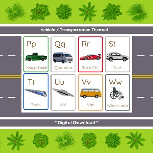 Alphabet Flashcards - Printable Vehicles and Transportation ABC ...