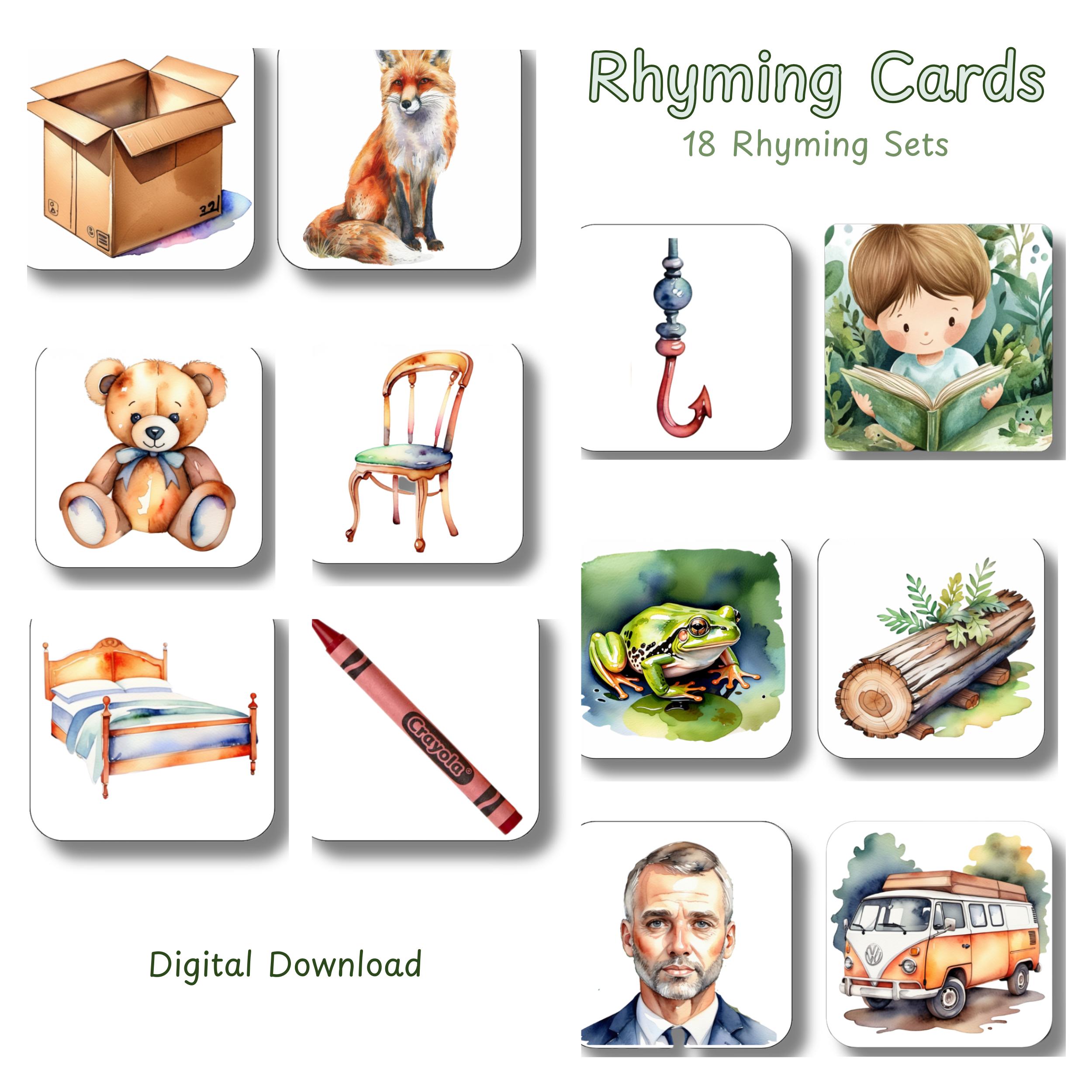 Rhyming Picture Cards for Kids | Vocabulary, Reading Skills, Phonics ...