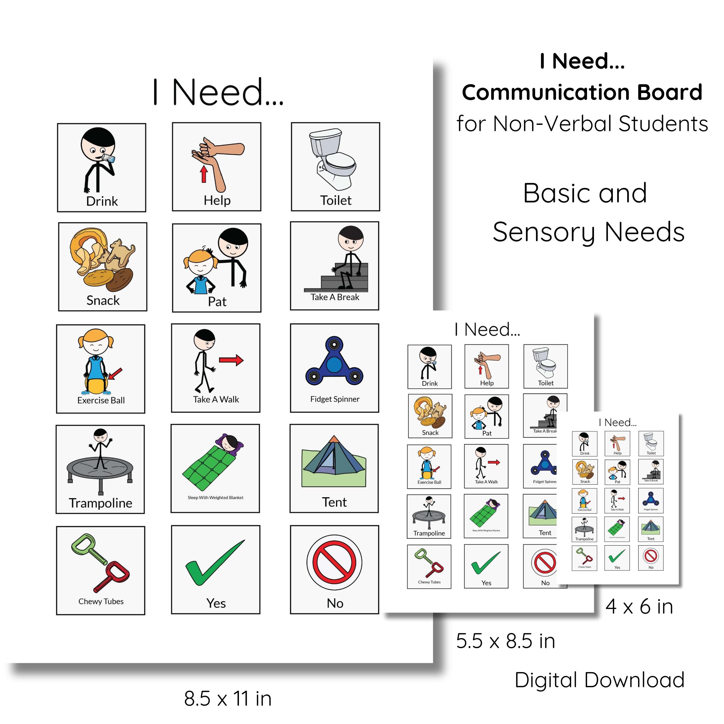 I Need... Communication Board for Non-verbal Students | 3 Sizes for ...