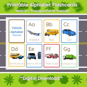Alphabet Flashcards - Printable Vehicles and Transportation ABC ...