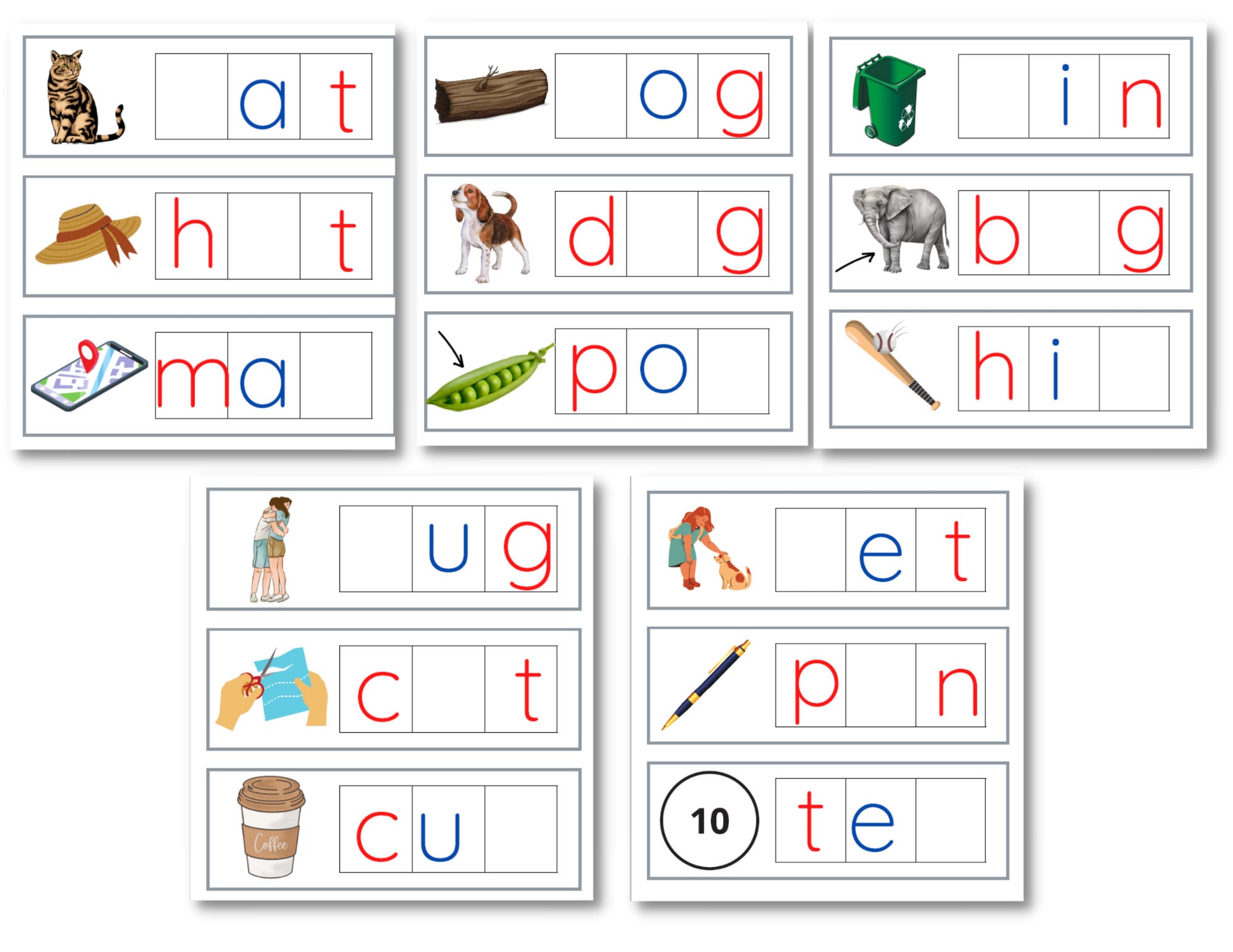 Printable CVC Beginning, Middle & Ending Sounds Cards | Early Literacy ...