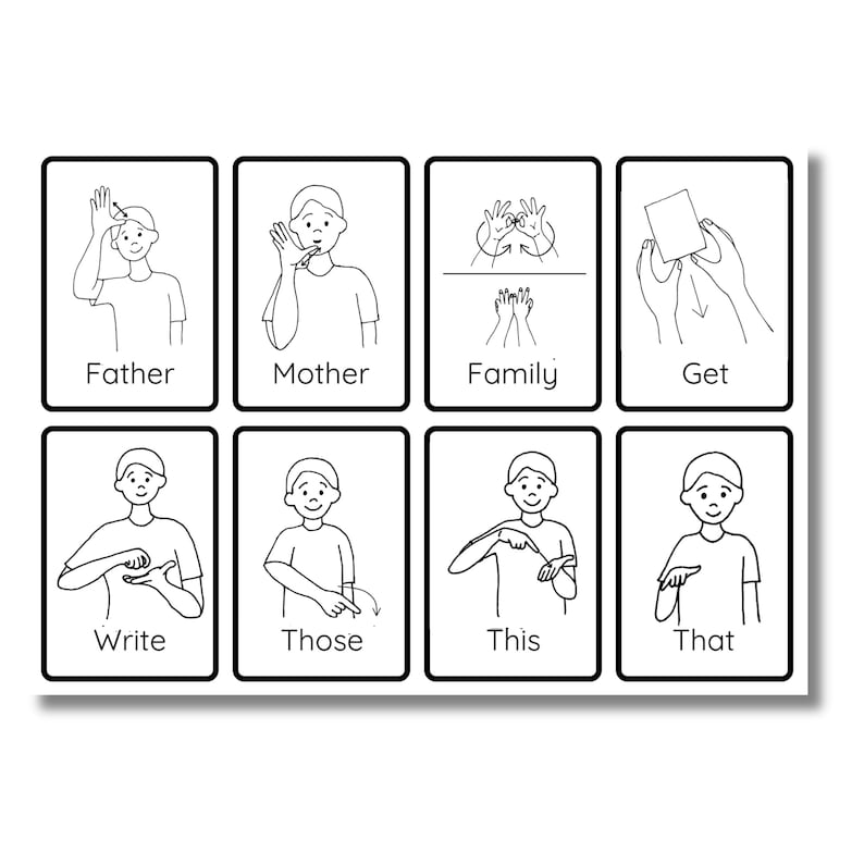 ASL Flashcards – 40 Common Sign Language Signs (digital Download) - Etsy