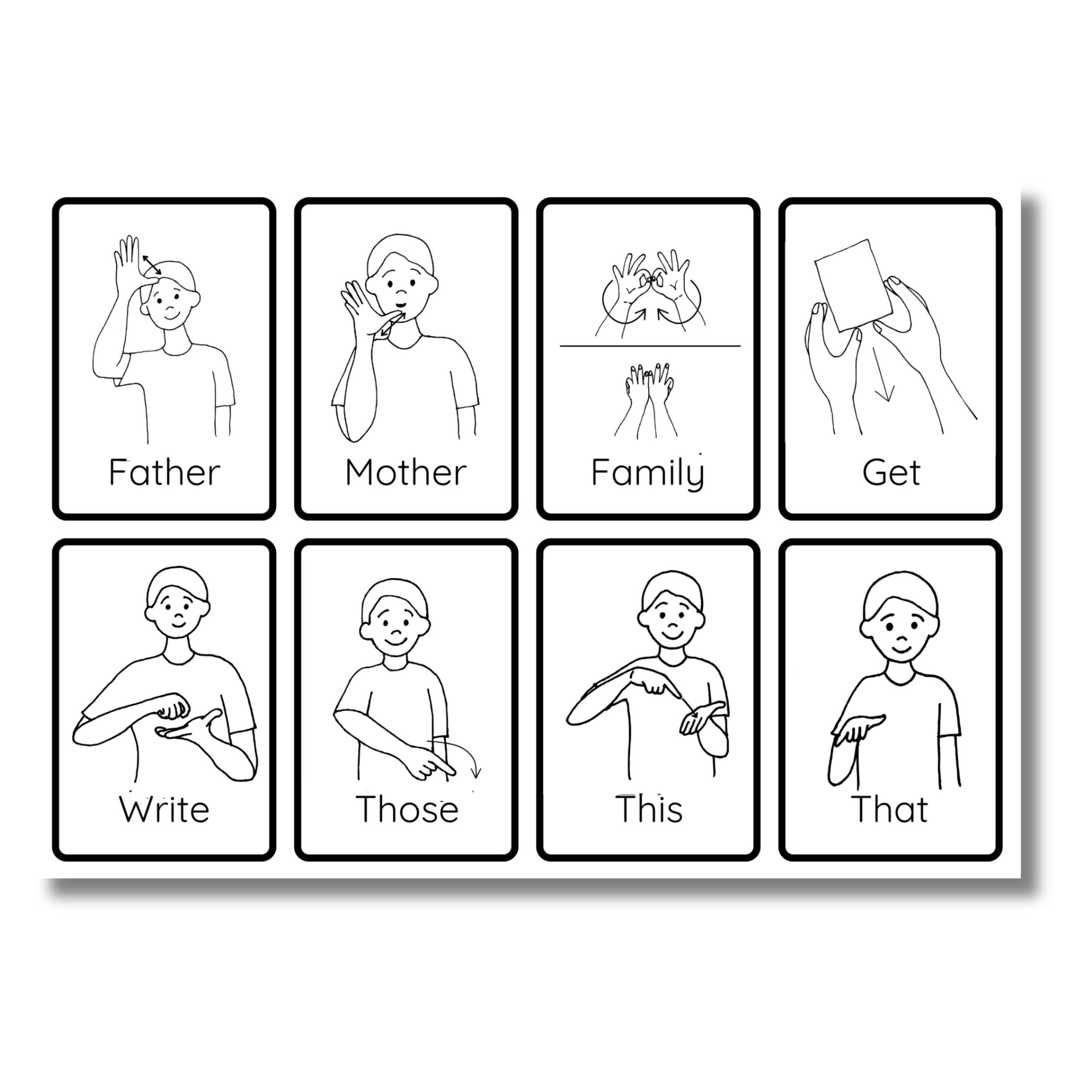 ASL Flashcards – 40 Common Sign Language Signs (digital Download) - Etsy