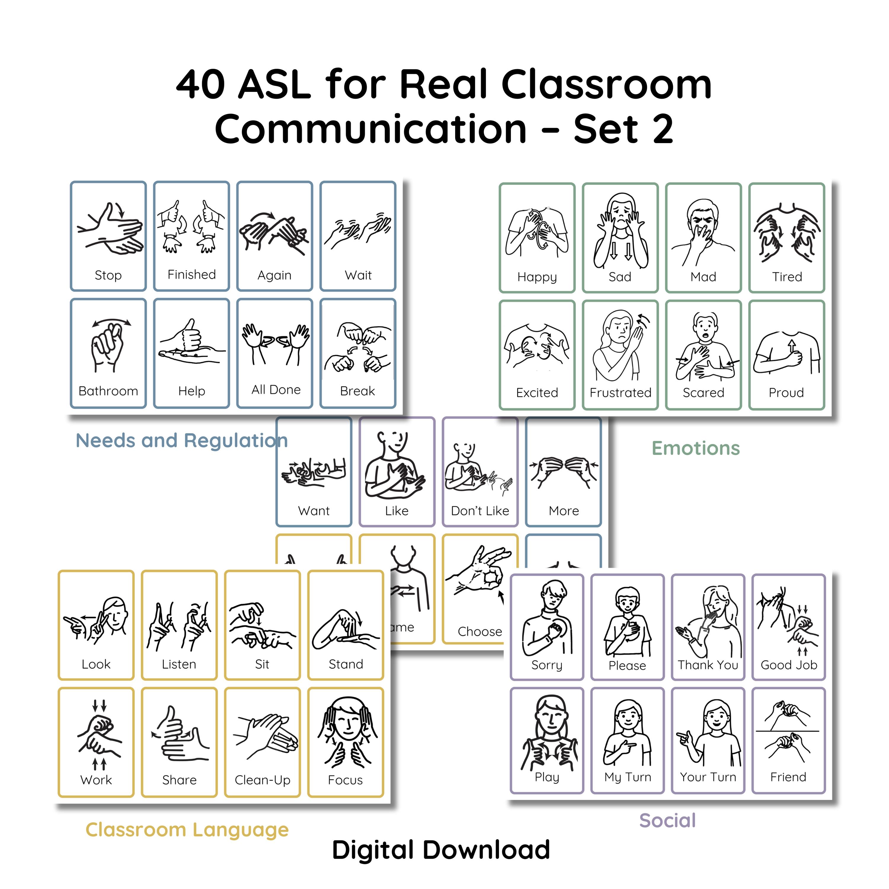 ASL Flashcards MEGA Bundle | 160 Cards | American Sign Language | Core ...