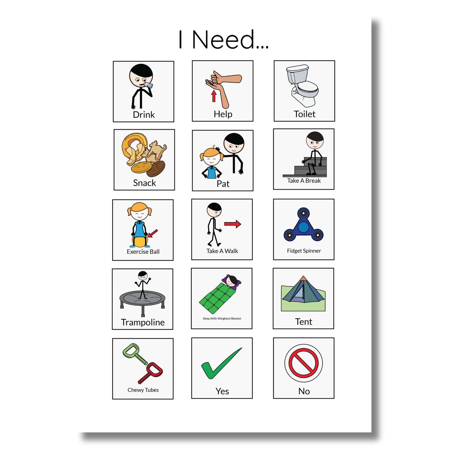 I Need... Communication Board for Non-verbal Students | 3 Sizes for ...