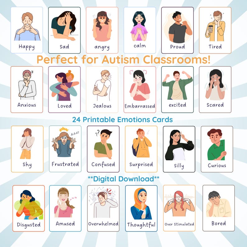Autism Emotion Cards, SEL, Emotional Awareness, Calm Down Corner ...