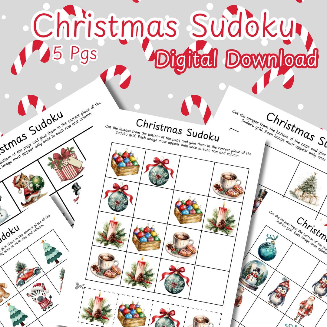 Christmas Sudoku Puzzles for Kids Fun Holiday Game for Classroom & Home ...