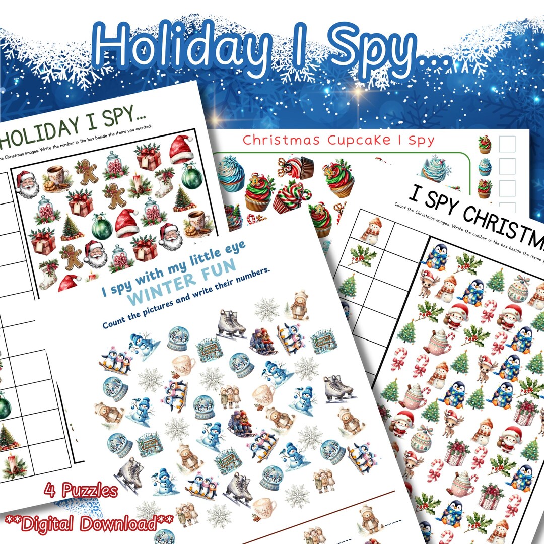 Christmas I Spy Game for Kids - Fun Holiday Activity, Educational Game ...