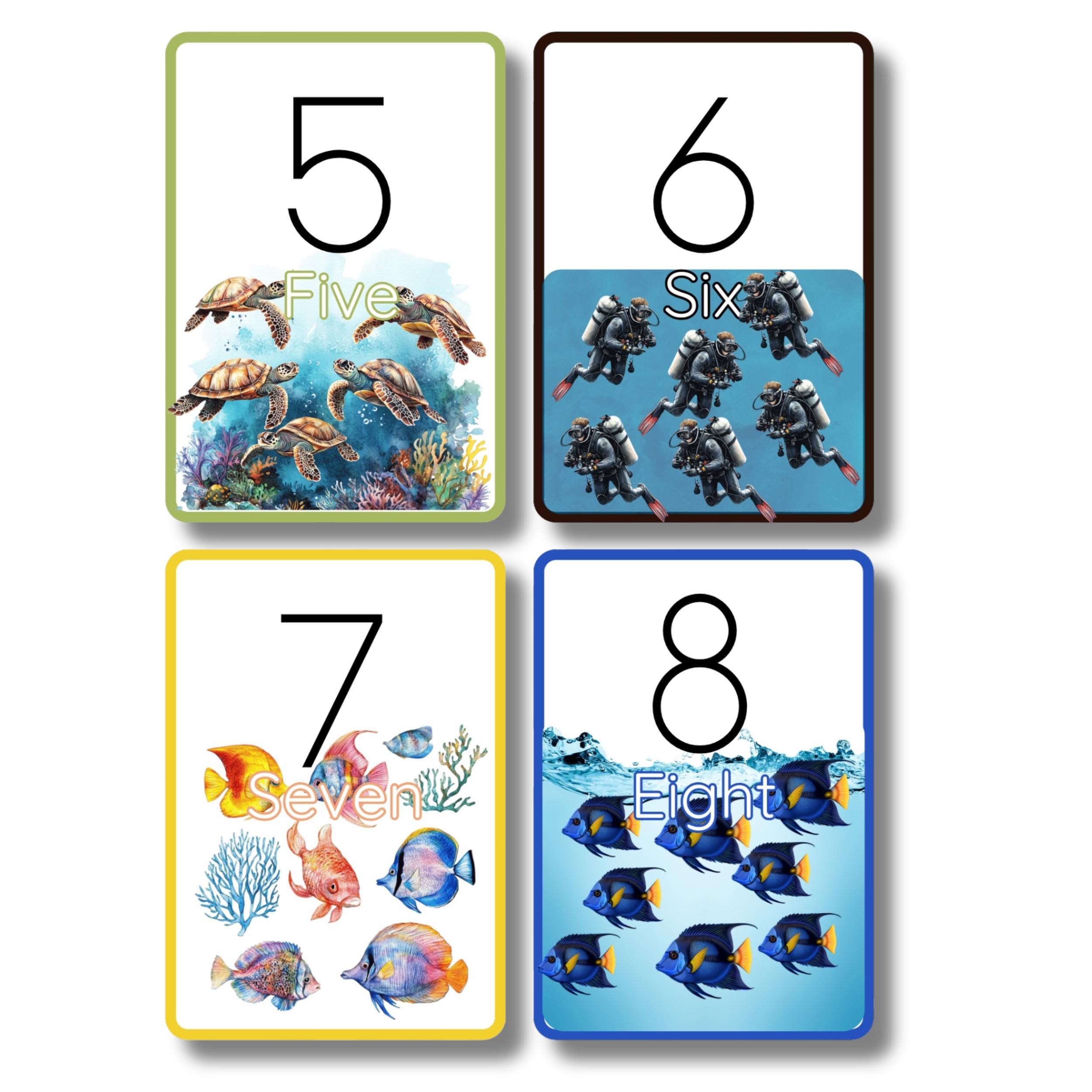 Under the Sea Counting Flashcards: Toddler, Preschool (PDF) - Etsy