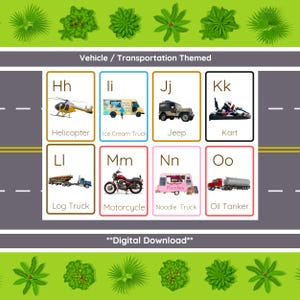 Alphabet Flashcards - Printable Vehicles and Transportation ABC ...
