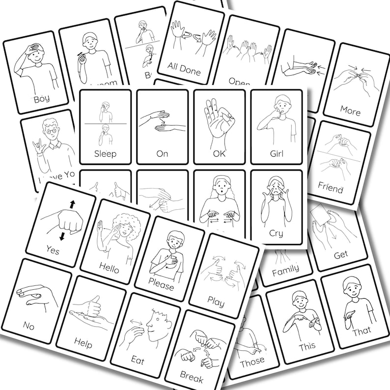 ASL Signs Flashcards - 40 Common Signs for Easy ASL Learning, Teaching ...