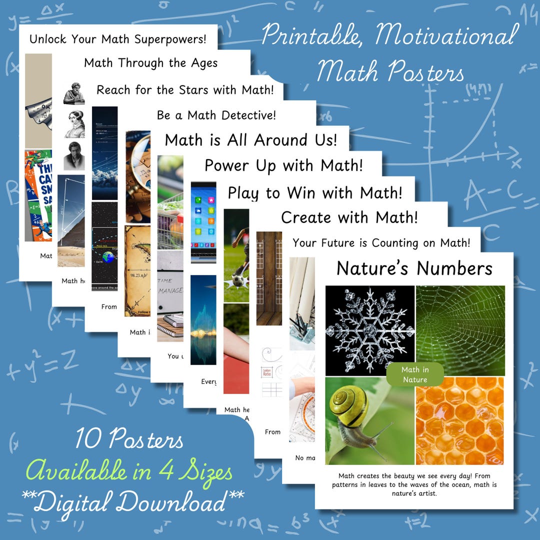 Motivational Math Posters - 10 Printable Designs for Pre-k, Elementary ...