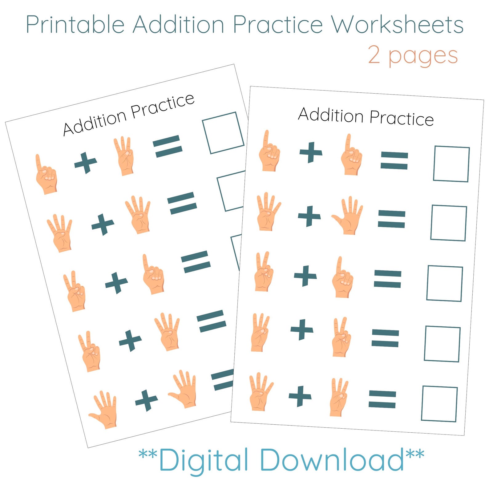 Finger Math Worksheets for Addition and Subtraction - Fun Preschool ...