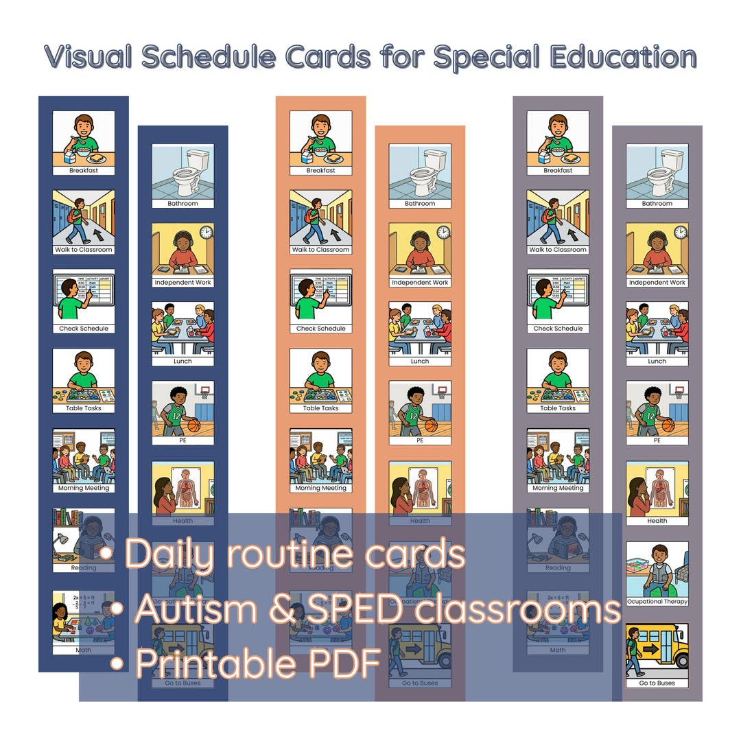 Visual Schedule Cards for Autism, SPED Classrooms (printable PDF) - Etsy
