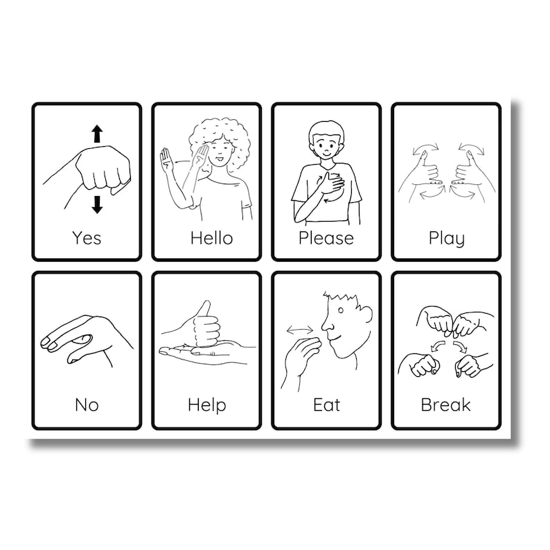 ASL Signs Flashcards - 40 Common Signs for Easy ASL Learning, Teaching ...