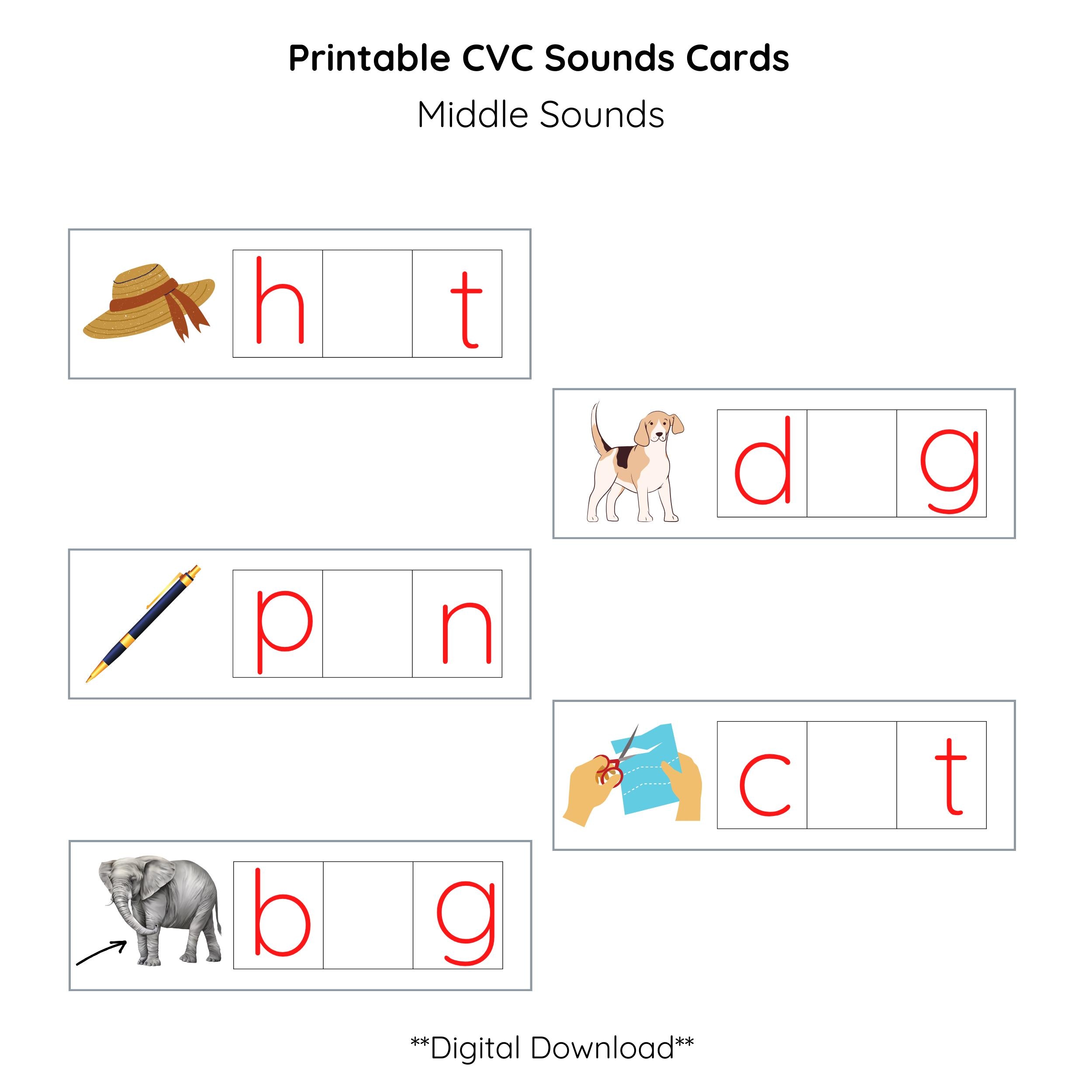 Printable CVC Sounds Cards, Early Literacy Phonics (digital Download ...